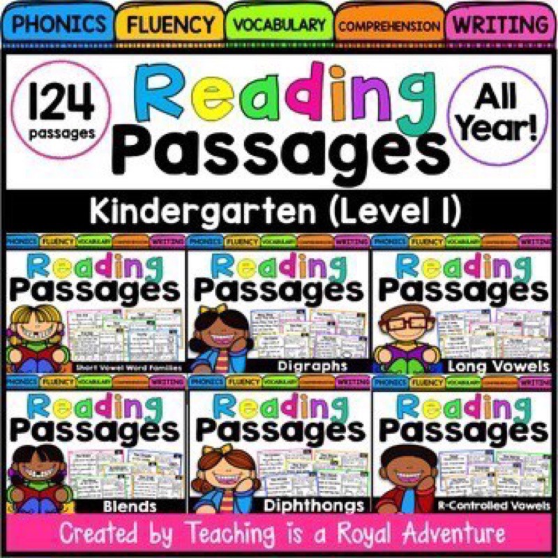 *New*Kindergarten Phonics Reading Comprehension Passages and Questions ...