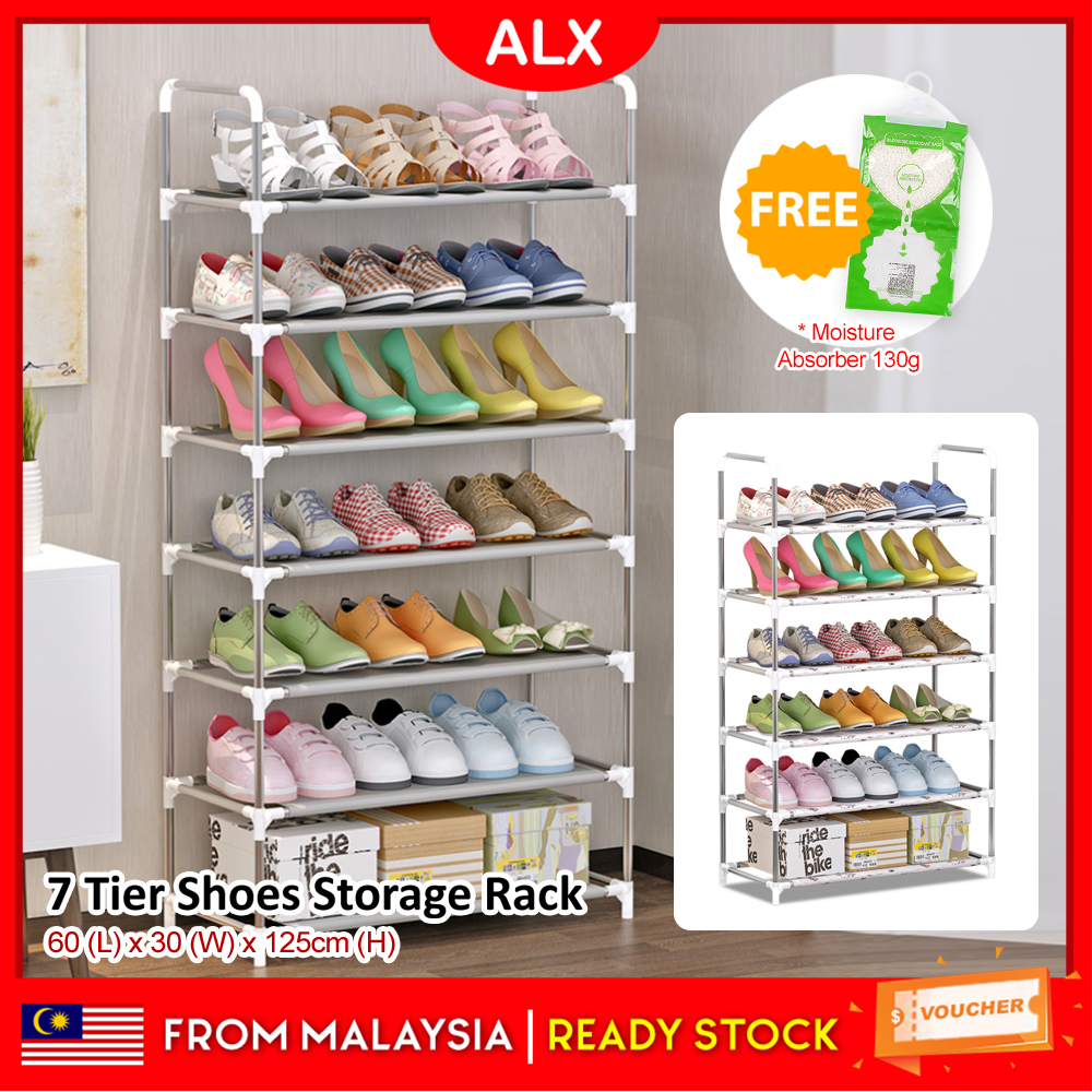 ALX (CLEAR STOCK) DIY Large 7 Tier Closet Home Living Space Saving Dust ...