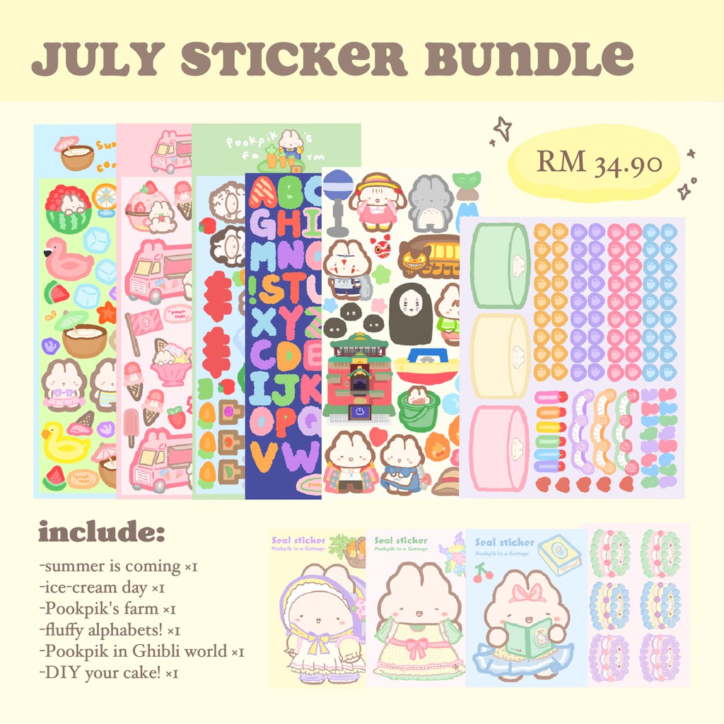 [ 𝐉𝐮𝐥𝐲 𝐒𝐭𝐢𝐜𝐤𝐞𝐫 𝐁𝐮𝐧𝐝𝐥𝐞🎨💭 ] pookpik studio's sticker pack | Shopee Malaysia
