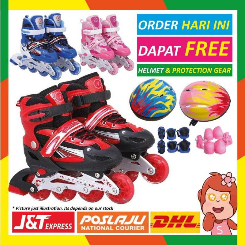️HIGH QUALITY & TODAY FREE HELMET & KNEE PAD ️ Kasut Roda Budak Kasut ...