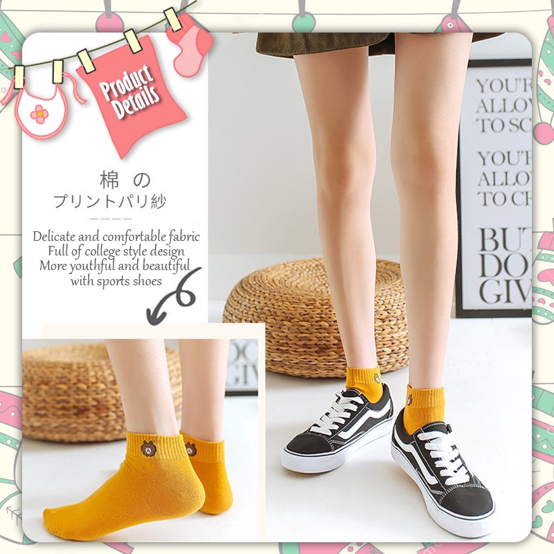 [Little B House] Cute Bear Boat Socks Ladies Short Tube Polyester ...