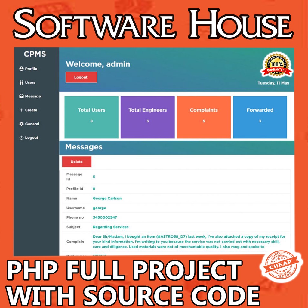 Complaint Management System Full PHP Project with Source Code | Shopee ...