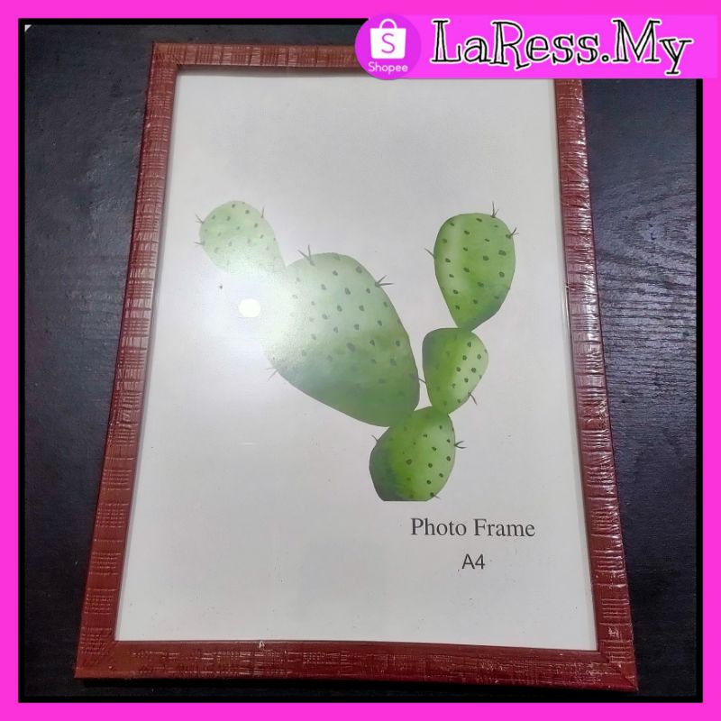 BROWN YELLOW WHITE WOOD PICTURE FRAME A4 GLASS CERTIFICATE DOCUMENT ...