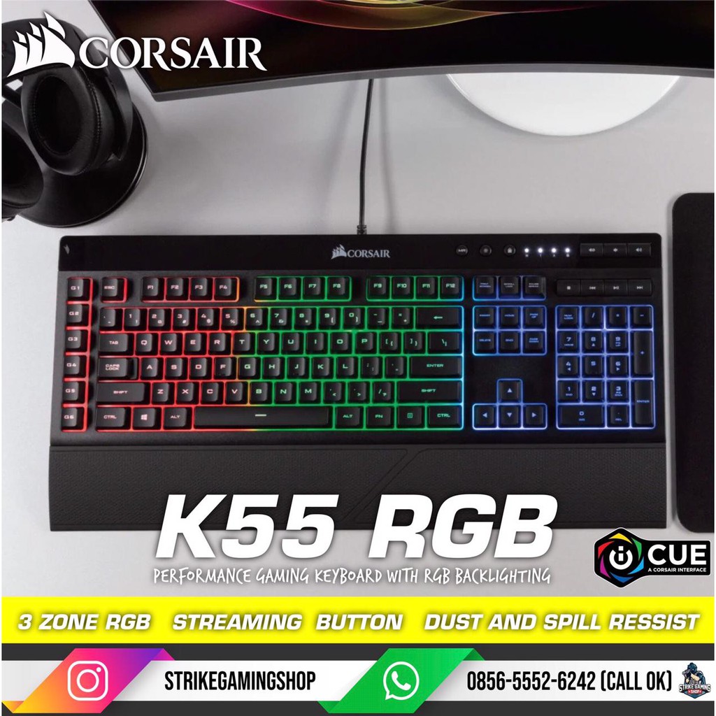 Corsair K55 Rgb Membrane Gaming Keyboard | Shopee Malaysia