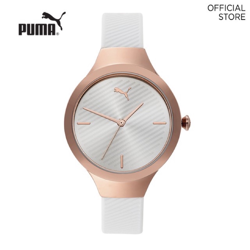 Ready Stock ORIGINAL Puma Contour White Watch P1018 Rose Gold White Silicone Rubber Water Resistant Ladies Watch