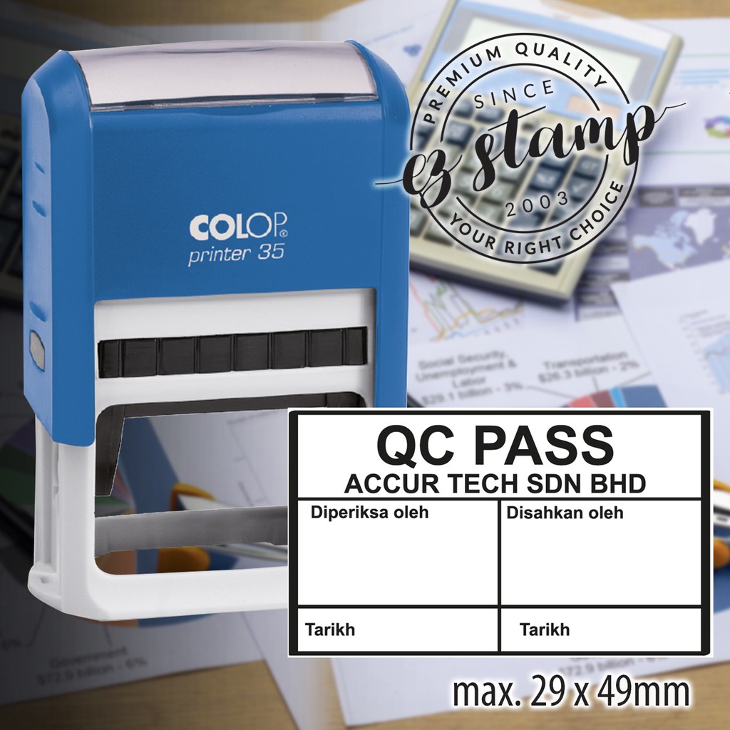 COLOP Printer 35 Custom Text(29x49mm)- RED RUBBER. Ideal for stamping ...