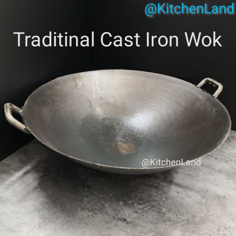 16" /18" Traditional Cast Iron Wok Vintage Old fashioned/ Kuali Besi ...