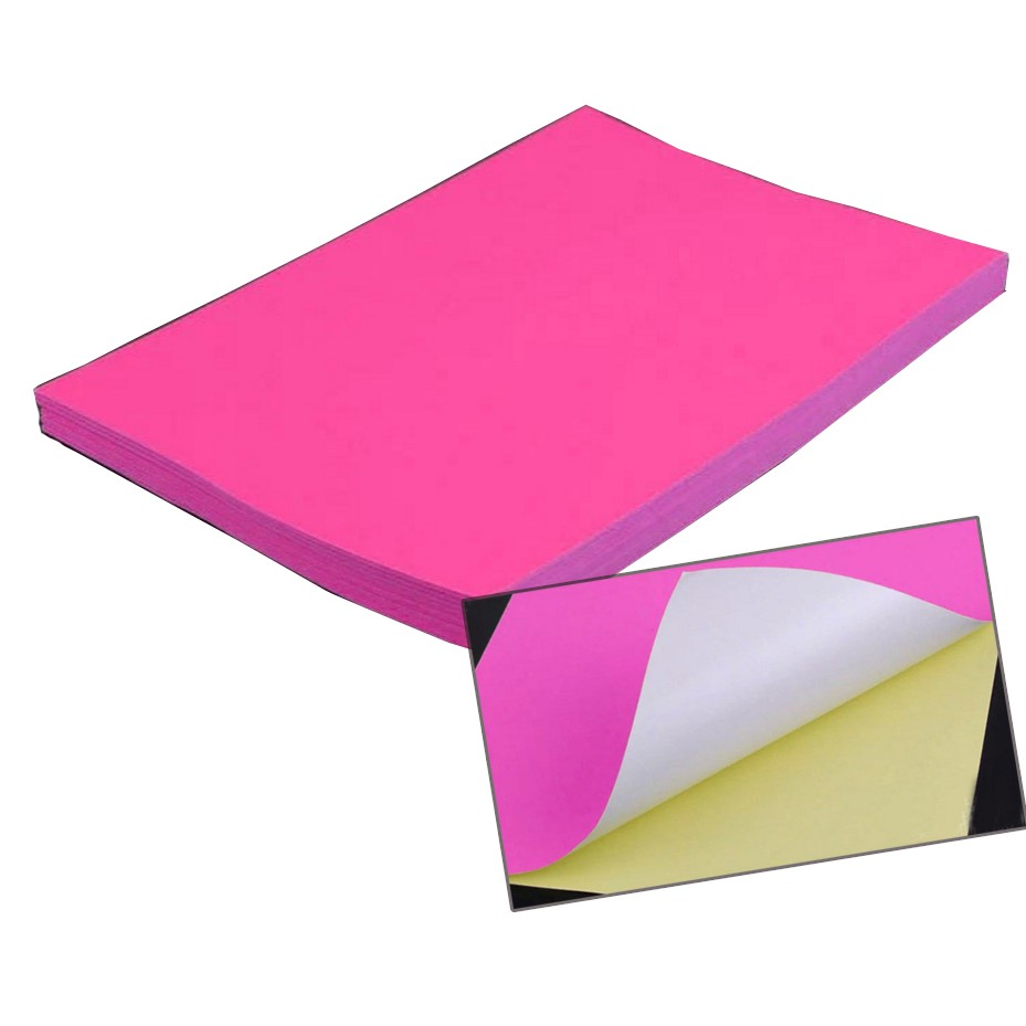 A4 Fluorescent Sticker Paper Pink 160 g/m² for Laser & Inkjet Printer ...