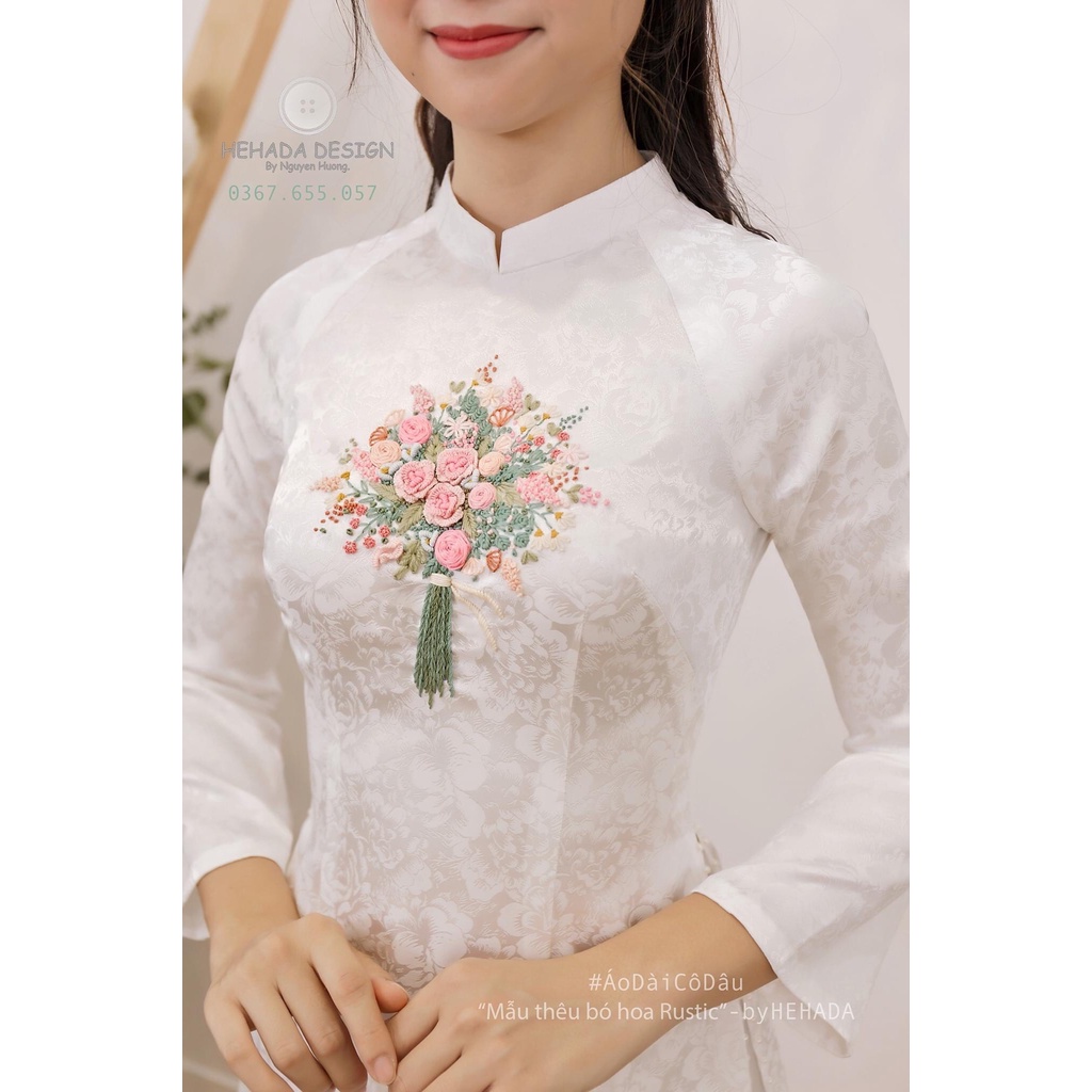 Traditional Phoenix Ao Dai, White Silk Brocade Ao Dai, High Quality ...