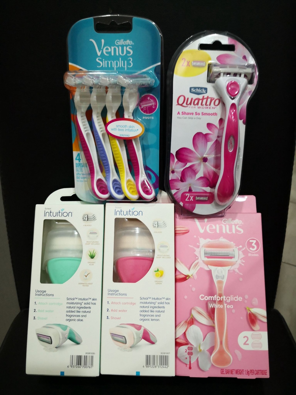 5 Types: Schick Intuition Gillette Venus White tea Sensitive Care Aloe ...