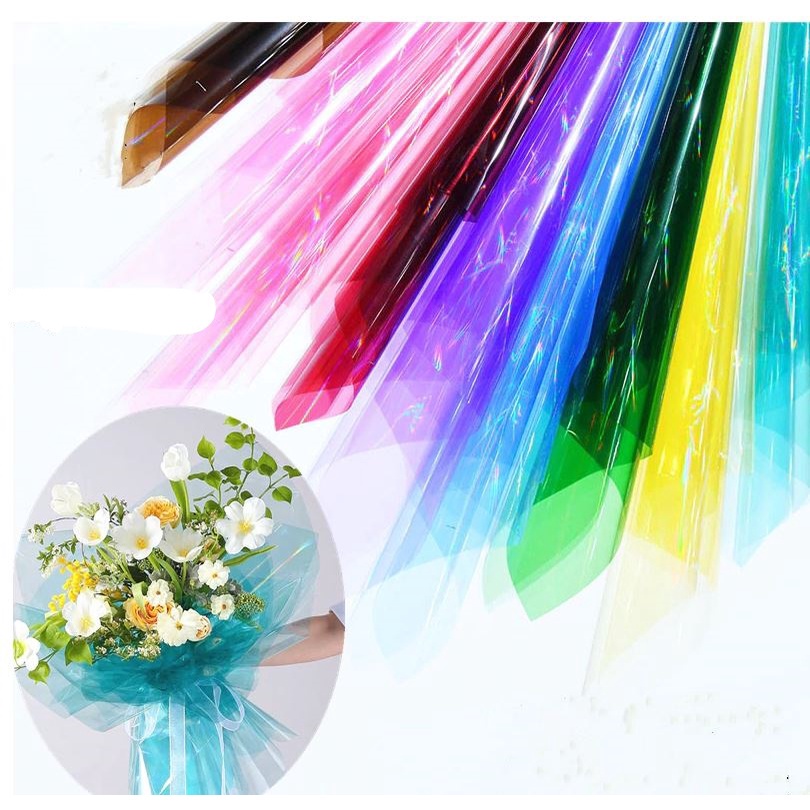 58*58cm Rainbow Cello Flower Floral Wrapping Paper Candy Cake Cookie ...