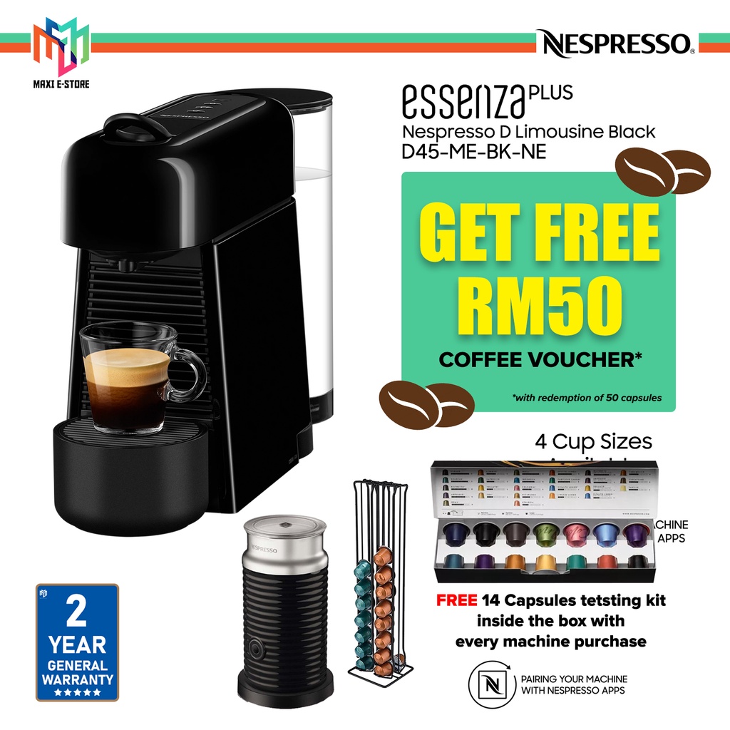 Nespresso Essenza Plus Capsule Coffee Machine Limousine - Black ...