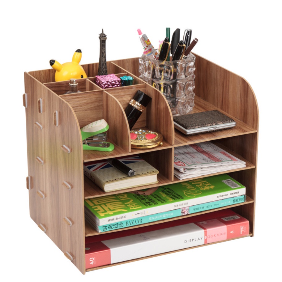 DIY WOODEN STATIONERY FILE RACK DESKTOP DRAWER ORGANIZER PEN PENCIL ...
