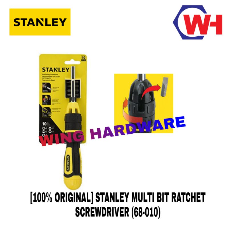 [100% ORIGINAL] STANLEY MULTI BIT RATCHET SCREWDRIVER (68-010) | Shopee ...
