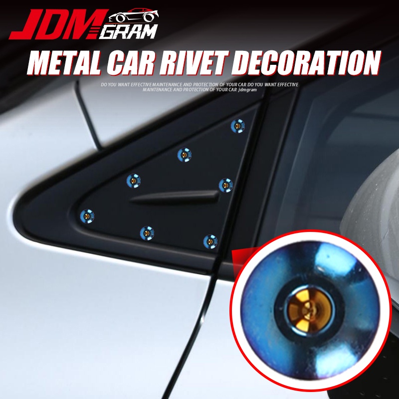 JDMGRAM Universal Car Rivet Sticker Decoration Titanium Auto Window DIY ...