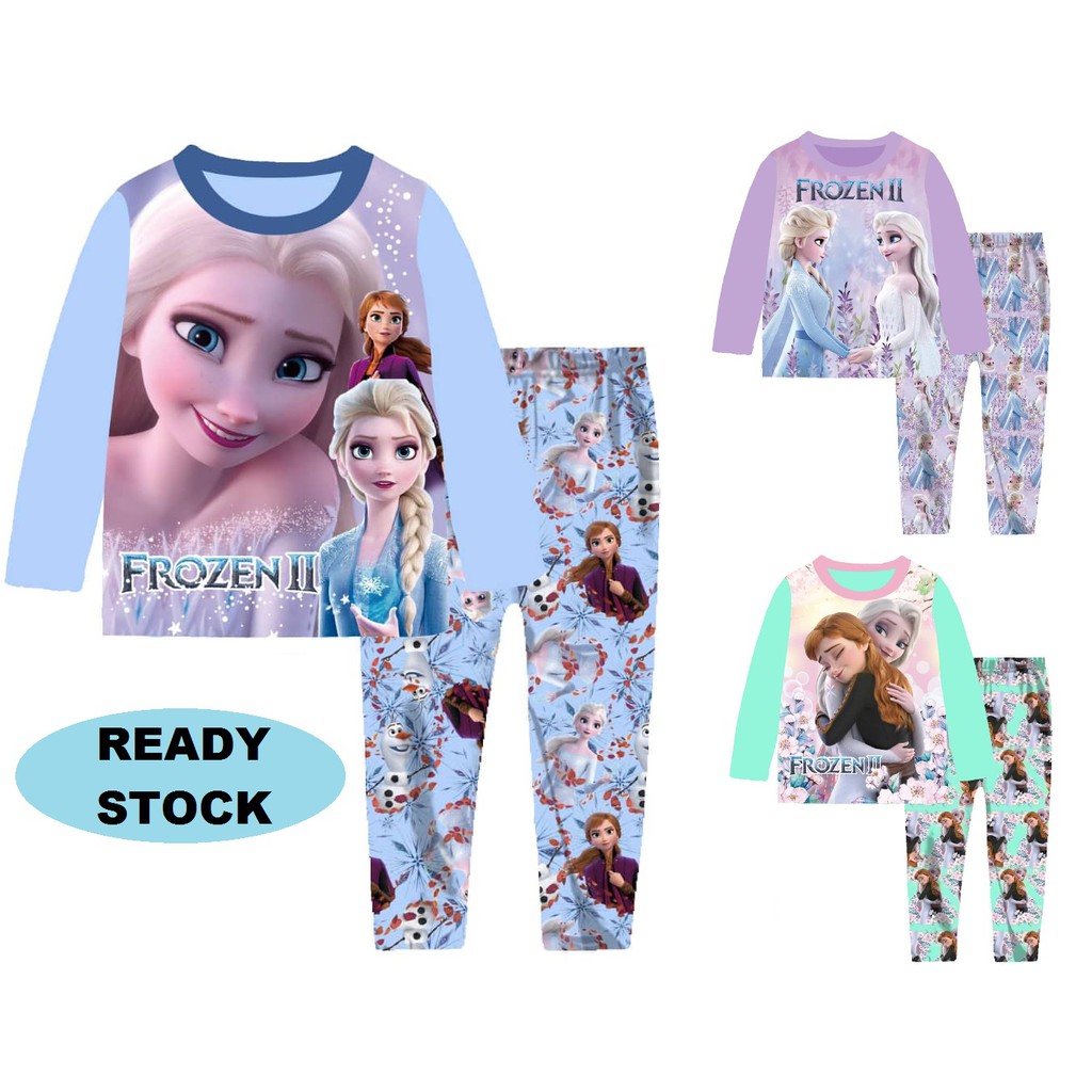 🆕 DISNEY FROZEN 2 PRINCESS ELSA ＆PRINCESS ANNA LONG SLEEVE LONG PANT ...