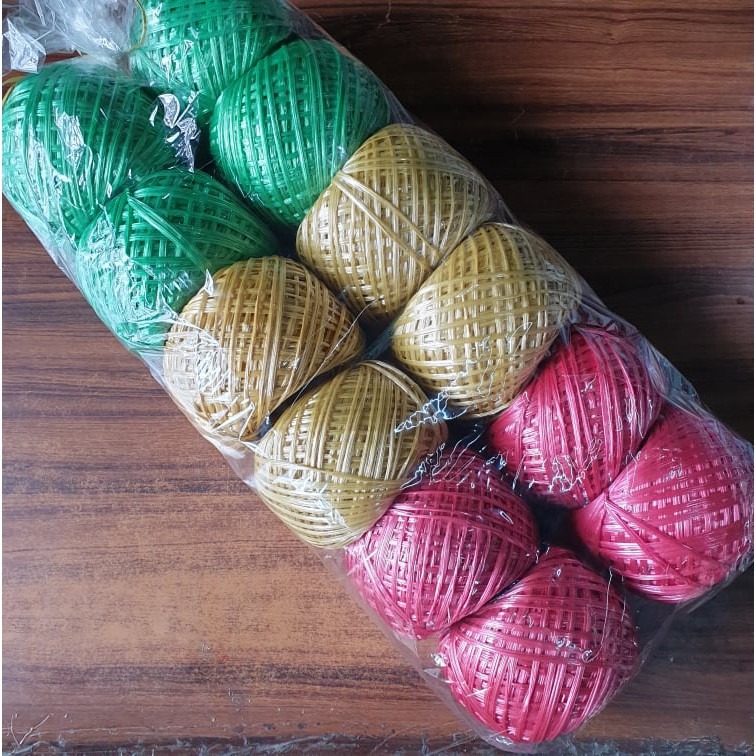 12ROLL Rafia string Tali rafia plastic halus string String Rope Rafia ...