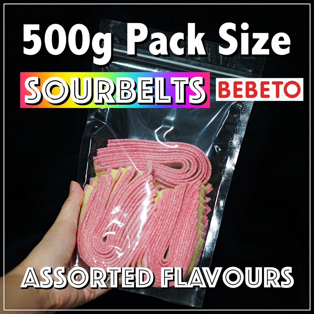 [S.A] 500g | Premium Sourbelts Mix Flavour Assorted Bebeto Gummy Candy ...