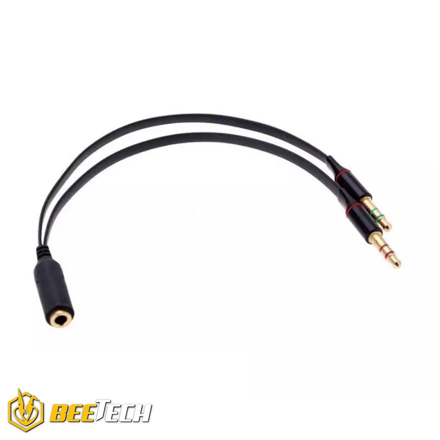 3.5mm Y Splitter 2 Jack Male to 1 Female Headphone Microphone Audio ...