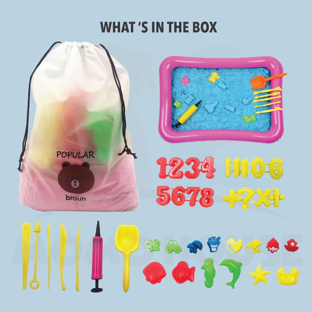 DIY Eco Sand Mainan Tanah Liat Kanak - Kanak 37 or 47 Tools Toys 2Kg ...