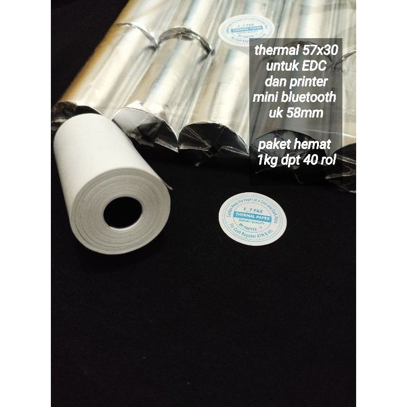 Thermal Receipt Paper 57x30 58x30 for EDC and Mini Bluetooth Printers ...