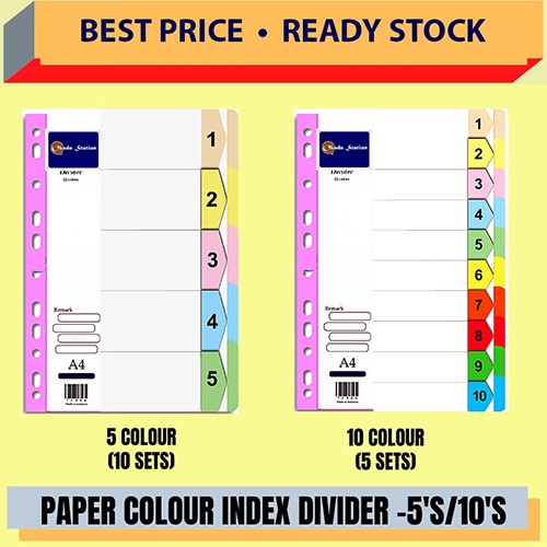 OKADA COLOR INDEX DIVIDER (5 COLOUR / 10 COLOUR) | Shopee Malaysia