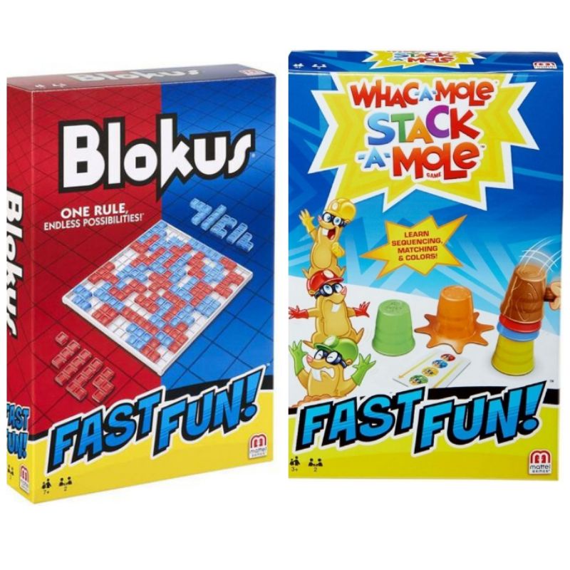 Mattel Game Blokus strategy Fast Fun Whac-A-Mole Stack-A-Mole board ...