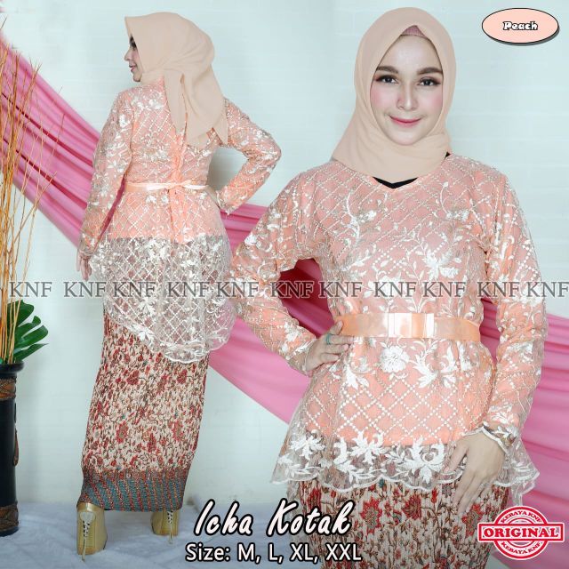 Set Kebaya tille 3 full furing (kebaya + skirt/kain) | Shopee Malaysia