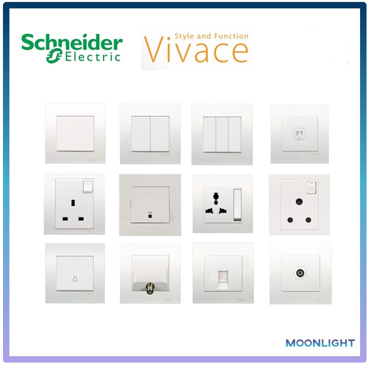 Vivace Switch and Socket 1G 2G 3G 13A Heater Air Cond TV Cat5 | Shopee ...