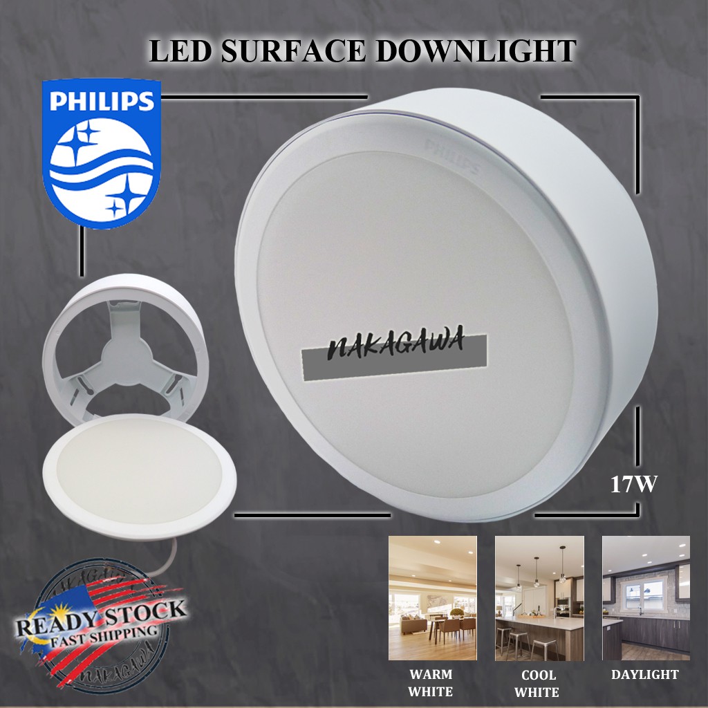 PHILIPS 17W 7'' LED SURFACE DOWNLIGHT FOR ONCRETE CEILING 59472 ROUND ...