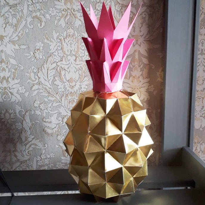 DIY 3D Papercraft A4 Paper Model Decor Kit: Pineapple | Shopee Malaysia