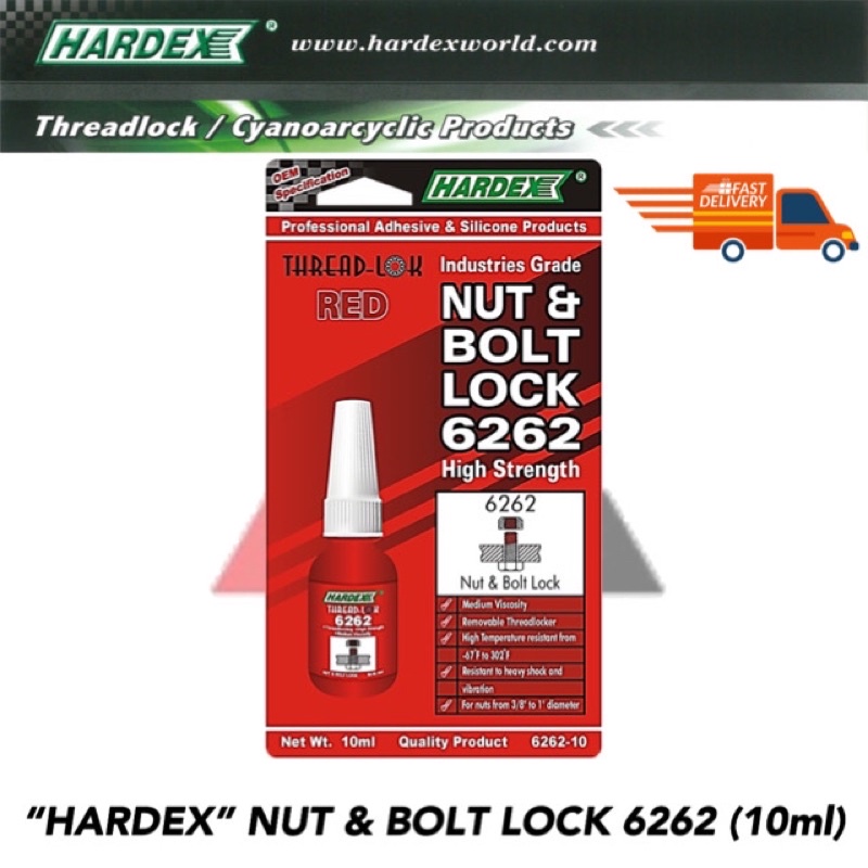 (100% QUALITY) HARDEX NUT & BOLT LOCK 6262 (10ml) THREAD LOCK | Shopee ...