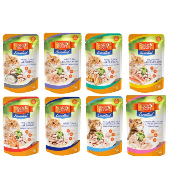 (Ready Stock) Cindy's Recipe Essential Wet Cat Food Pouch 70G (8 ...