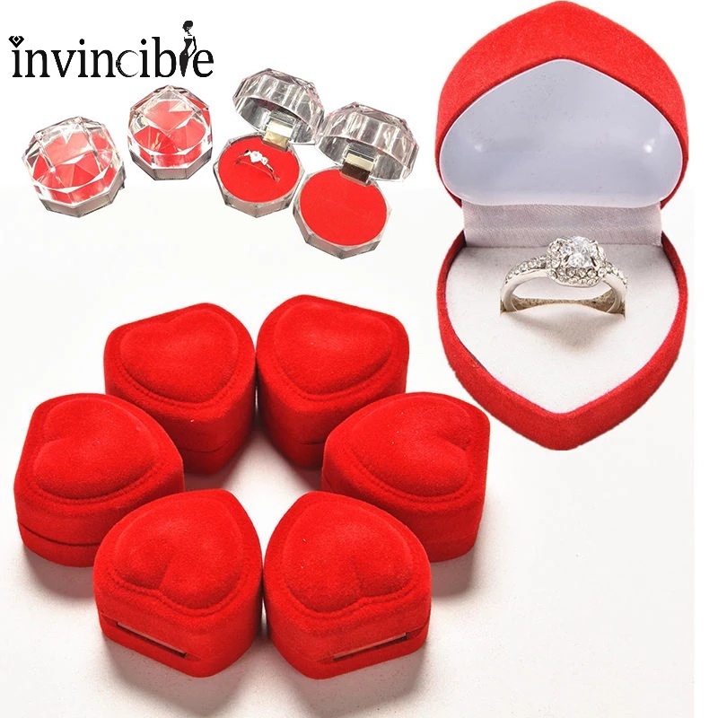 Luxury Heart Shaped Wedding Ring Box/ Women Earring Ring Jewelry ...