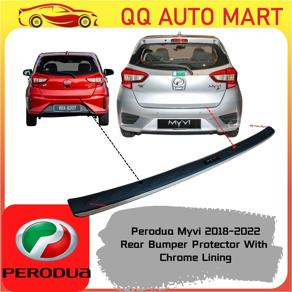 Perodua Myvi 2018-2022 Rear Bumper Protector With Chrome Lining ...