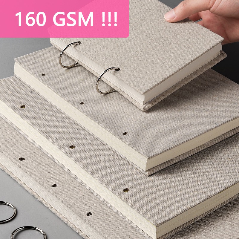 Retro Spiral Sketchbook Linen hardcover, 60 sheets 160 GSM two sizes ...