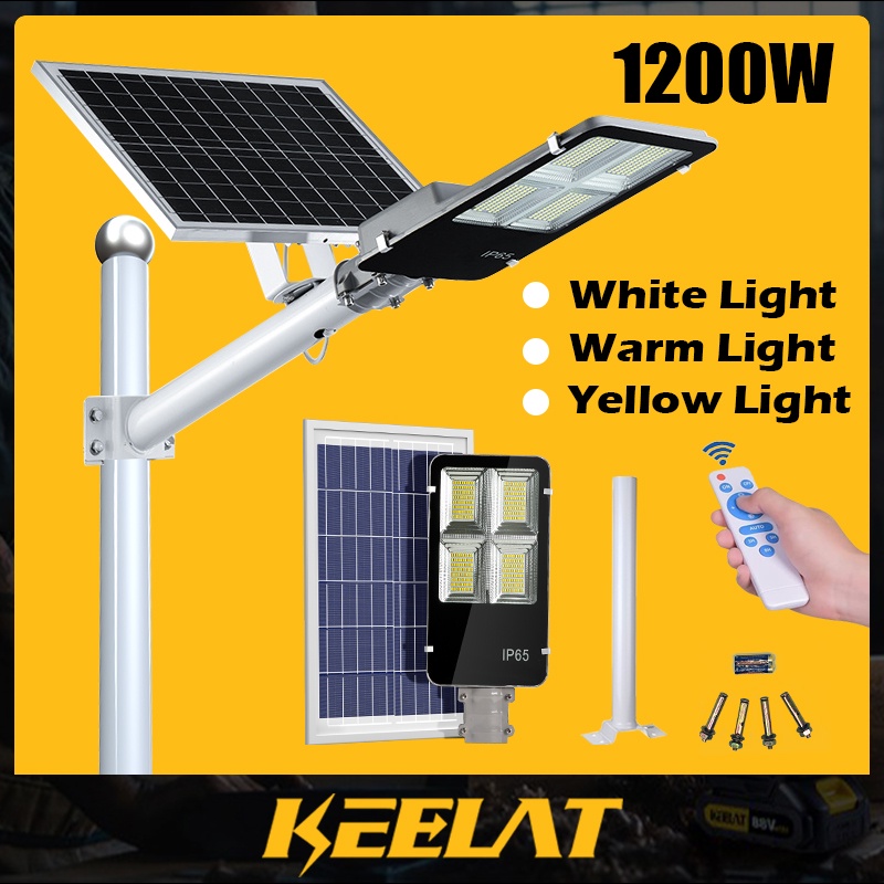 KEELAT Solar Street Lights 1200W Solar Flood Light with Remote Control ...