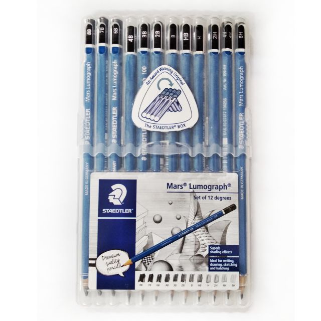 Staedtler Mars Lumograph Set of 12 Degrees Pencil for Art Sketch Drawing 100-S-C12 | Shopee Malaysia