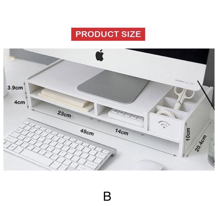 Multi-Function Deskop Monitor Computer Plastic Rack Stand With Drawer ...
