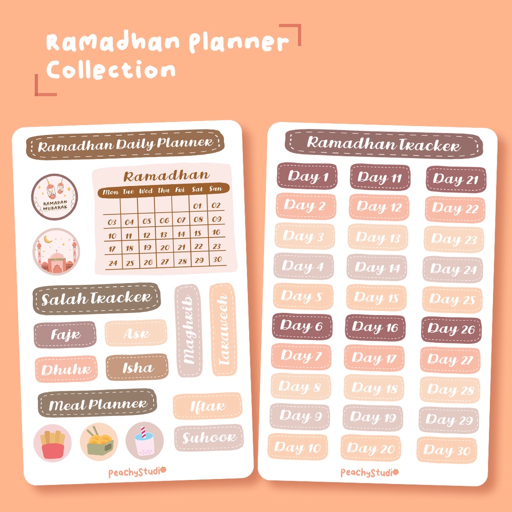 Aesthetic Ramadhan Daily Planner Journal Tracker Sticker Sticker ...
