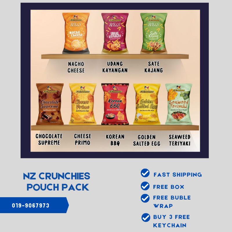 NZ CRUNCHIES EDISI POUCH PACK | 60G | NZ ROLLS | SNEK VIRAL | SNEK ...