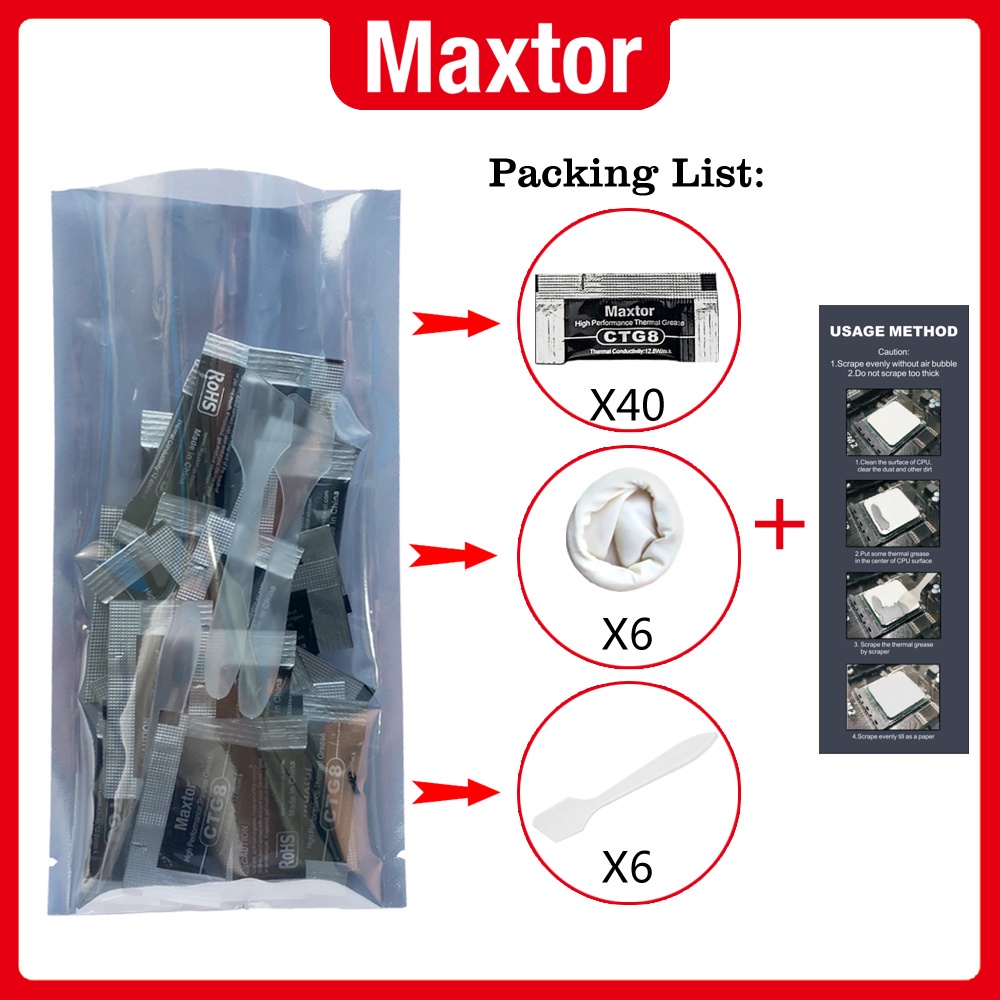 【40pcs*0.5g】Maxtor CTG8 Mini Thermal Paste for Computer CPU/GPU ...