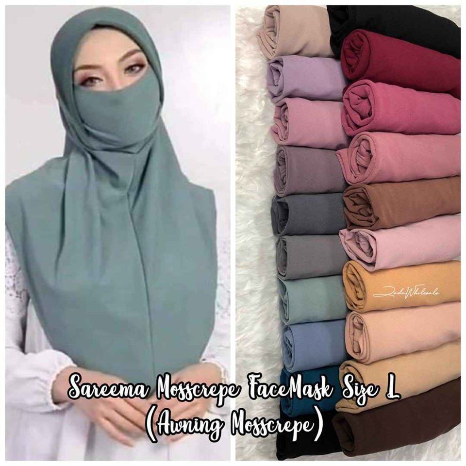 🌹🌹 Tudung Sarung Face Mask Sareema Mosscrepe Instant Bawal Tudung ...