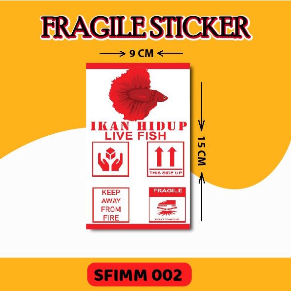STICKER FRAGILE IKAN HIDUP MERAH MENEGAK 🔥READY STOCK 🔥 [BUY 10 + 1] LIVE FISH FRAGILE (10 PCS ...