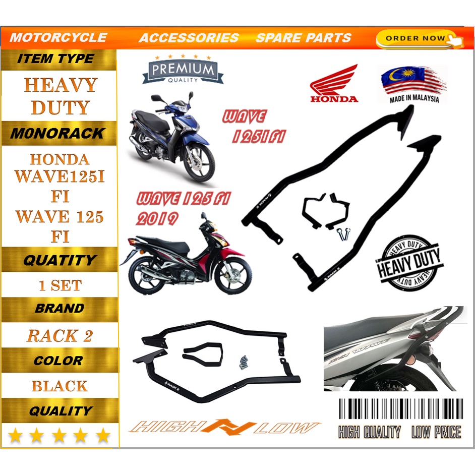 HONDA WAVE 125I FI 2019 TOP BOX J RACK MONORACK HEAVY DUTY | Shopee ...