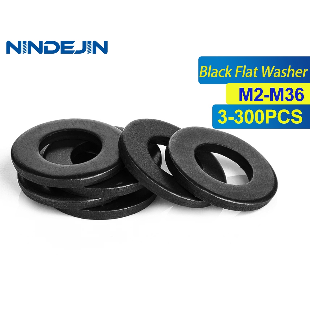 NINDEJIN 300pcs Plain Flat Washer M2 M2.5 M3 M4 M5 M6 M8 M10 M12 M14 ...