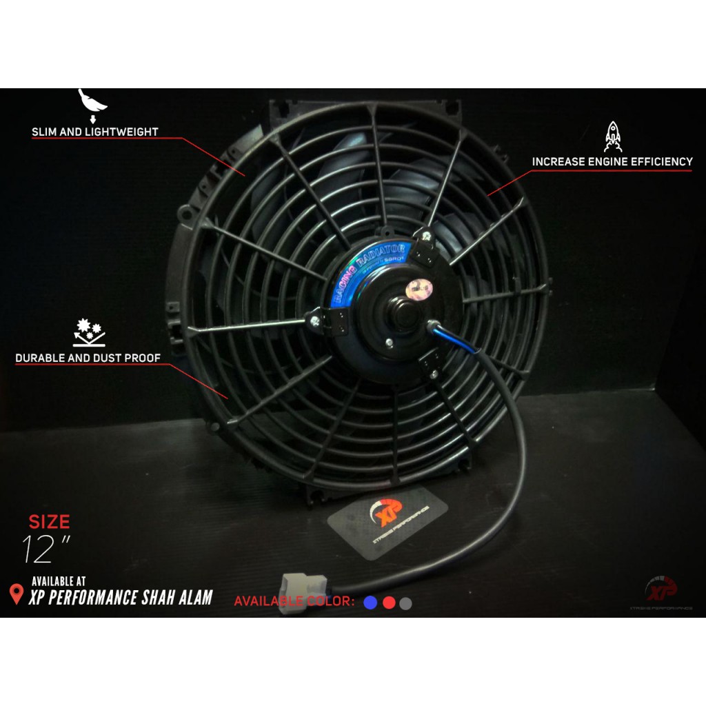 RACING RADIATOR HIGH SPEED FAN COOLING 12 INCH 12000RPM (BLACK ...