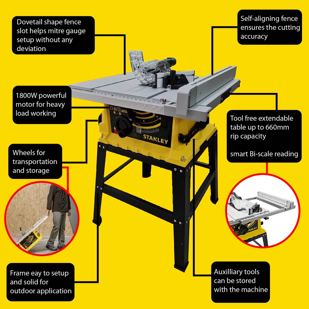 STANLEY Table Saw With Frame (10"/1800W) SST1801 | Shopee Malaysia