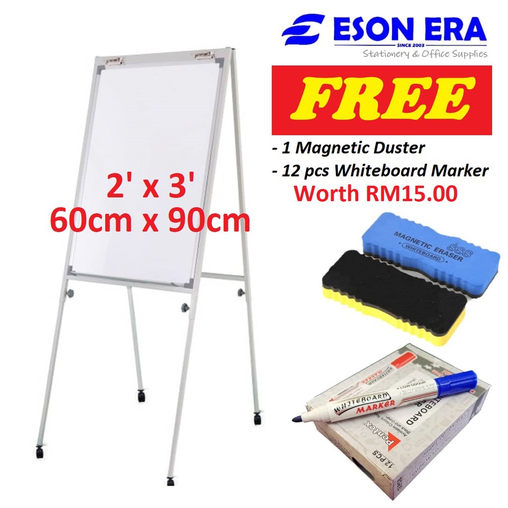 Magnetic Whiteboard Stand Adjustable Economy Flip Chart+Roller 2'x3 ...