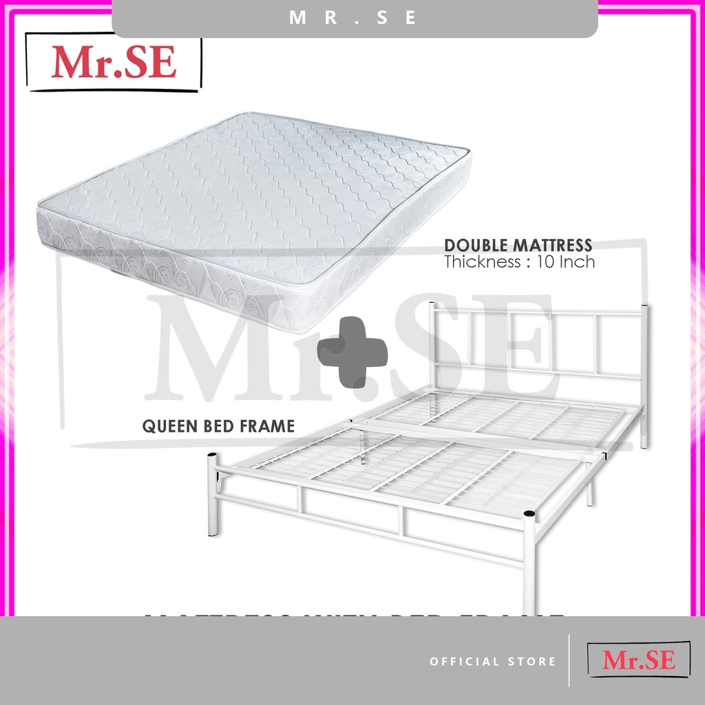 FREE SHIPPING SET Queen Bed Frame With 10 INCH Mattress Katil Besi SET ...